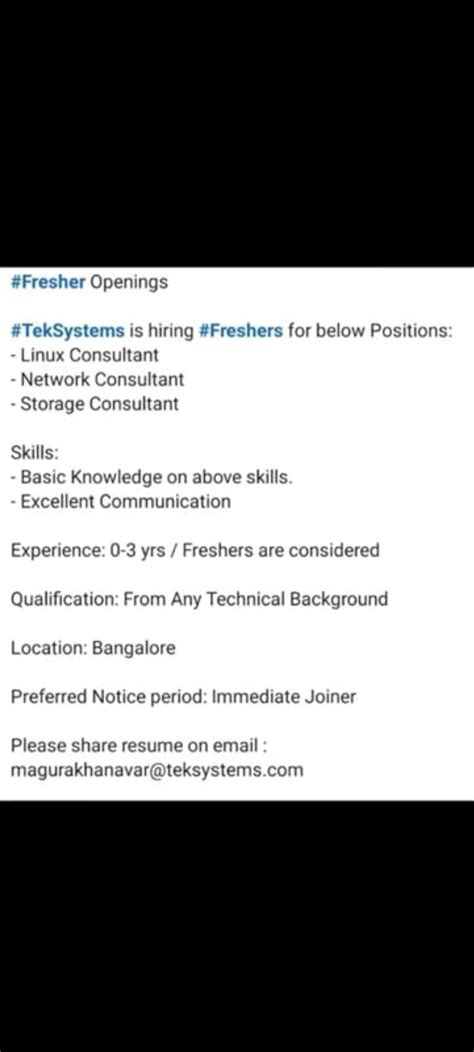 Vishnu Jyothik G On Linkedin Hiring Freshers