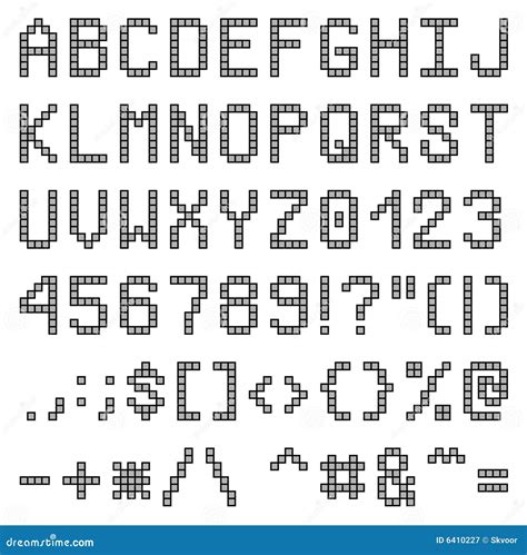 Pixel Font Alphabets And Numerals Characters In Vector Illustration 45766610