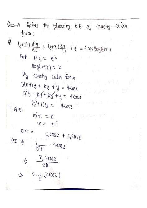 SOLUTION Ordinary Differential Equation Practice Question Assignment Solution Of Ode Cauchy