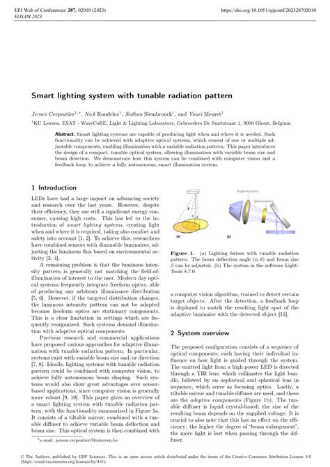 Pdf Smart Lighting System With Tunable Radiation Pattern