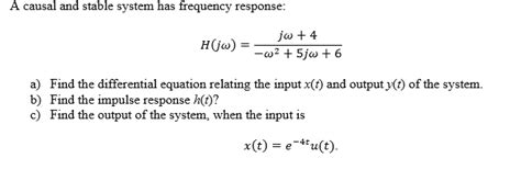 Solved A Causal And Stable System Has Frequency Response Chegg