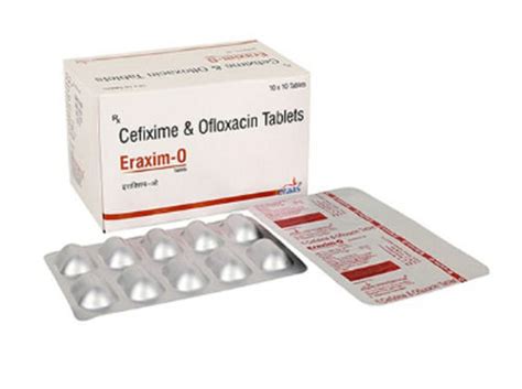 Pvc Eraxim O Cefixime Trihydrate And Ofloxacin Tablets 10x10 Tablets Strips Pack At Best Price
