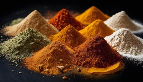 Premium Photo A Pile Of Color Spices On Black Background