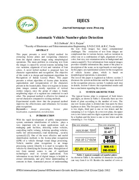 Pdf Automatic Vehicle Number Plate Detection