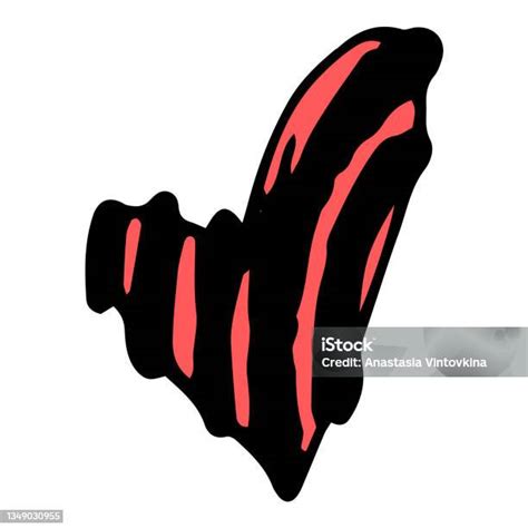 줄무늬 패턴의 붉은 심장 초대장 엽서 섬유 및 포장의 디자인 템플릿을 위해 흰색 배경에 수직 곡선선이 있는 분홍색 낙서 하트 스타일로 손으로 그린 귀여운에 대한 스톡 벡터