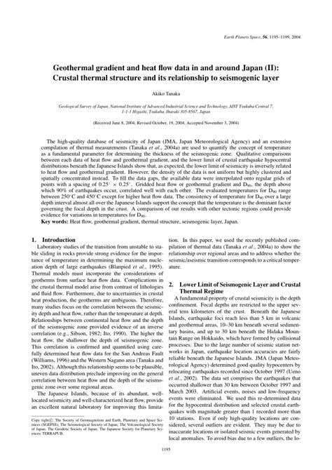 Pdf Geothermal Gradient And Heat Flow Data In And Around Japan Ii Crustal Thermal Structure