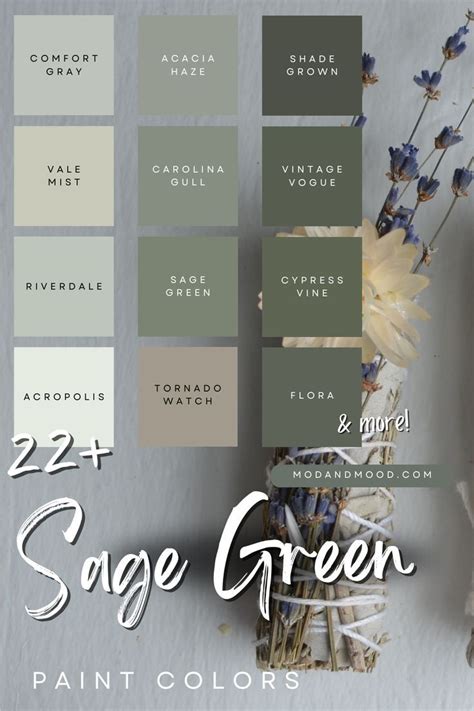 22 Sage Green Paint Colors With Thumbnails From 12 Of The Colors Over