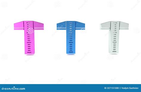 Colorful T Square Line For Professional Drafting Icon Isolated On White Background Minimalism