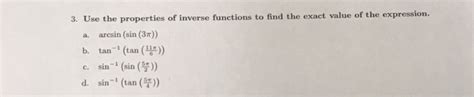 Solved 1 Find The Exact Value Of Each Expression Without