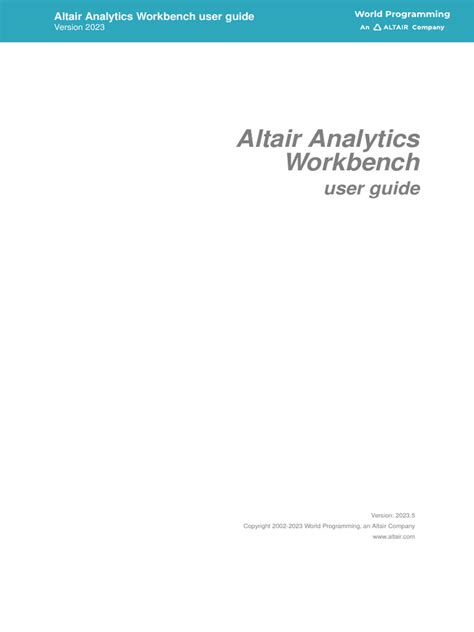 Altair Analytics Workbench User Guide En Pdf Sas Software Databases