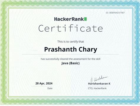 Prashanth Chary On Linkedin Java Hackerrank Programming