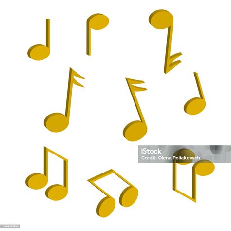현대 황금 노트 세트 음악 3d 아이콘 세트입니다 벡터 그림입니다 16세기에 대한 스톡 벡터 아트 및 기타 이미지 16세기