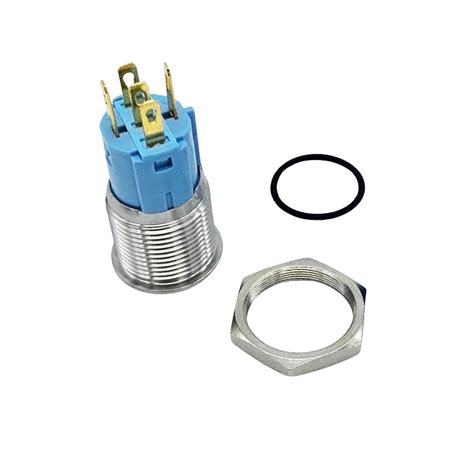 Round Switch Push Button Stainless Steel On Off Mm Led Ring Blue Alna Commodities Pty Ltd