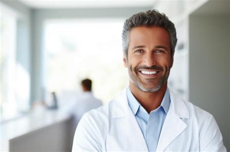 Premium Photo A Man In A Lab Coat Smiling At The Camera