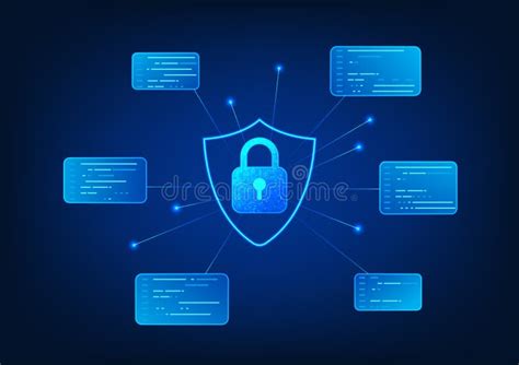 Cyber Security Technology And Data Privacy Shield With Lock Linked To