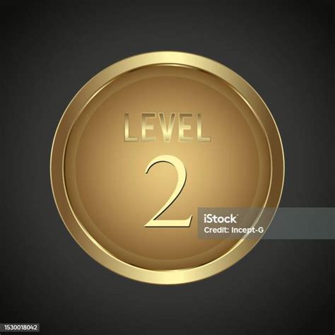 럭셔리한 황금 수준 2 다용도를 위한 어두운 그라데이션 배경에 있는 버튼 인포그래픽 디자인 벡터 일러스트레이션 3차원 형태에 대한 스톡 벡터 아트 및 기타 이미지 Istock