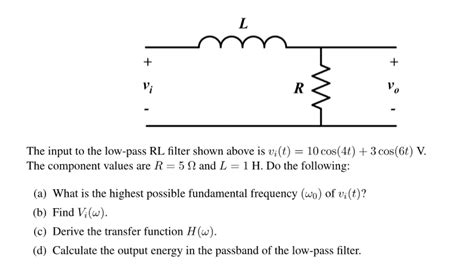 Solved The Input To The Low Pass Rl Filter Shown Above Is