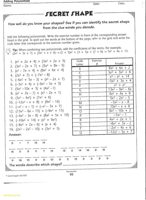 Addition Subtraction Multiplication And Division Of Polynomials Worksheet