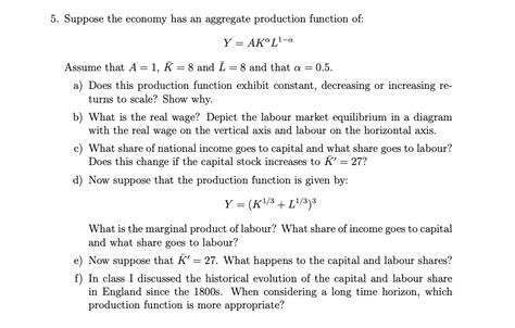 Solved 5 Suppose The Economy Has An Aggregate Production