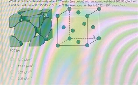 Solved What Is The Theoretical Density Of An Fcc Metal See