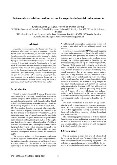 Pdf Deterministic Real Time Medium Access For Cognitive Industrial
