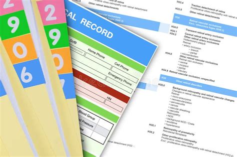 Picture Of Medical Record And Icd 10 Code Document For Background Stock Illustration