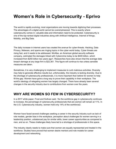 Ppt Womens Role In Cybersecurity Eprivo Powerpoint Presentation Id