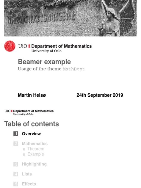 Uio Math Department Beamer Theme Pdf Abstract Algebra Teaching Mathematics