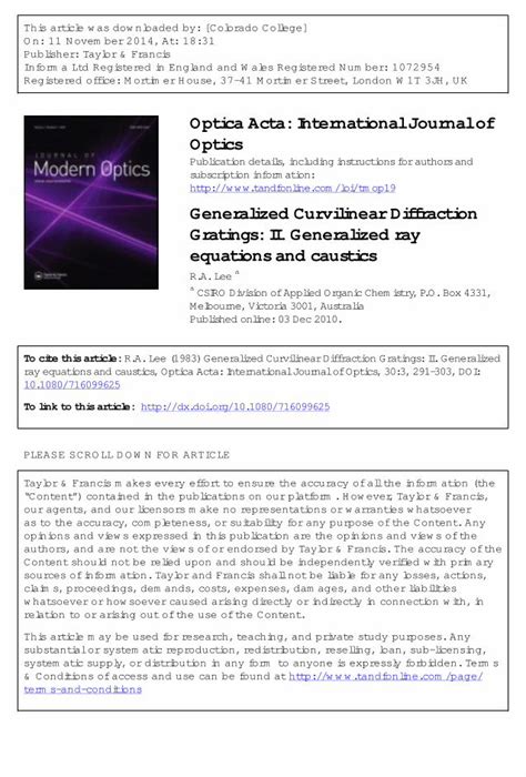 Pdf Generalized Curvilinear Diffraction Gratings Ii Generalized Ray