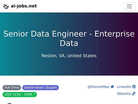 Hiring Senior Data Engineer Enterprise Data In Reston Va United