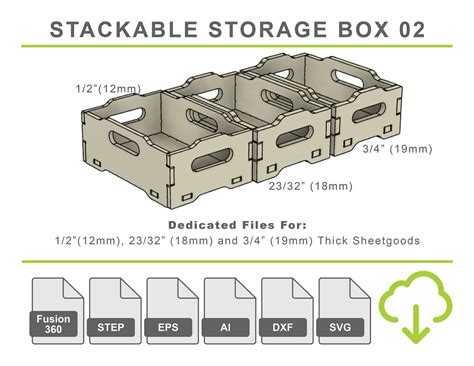 Stackable Storage Crate Box CNC Router Files DIY Stacking Plywood Crates Modular Stackable Box