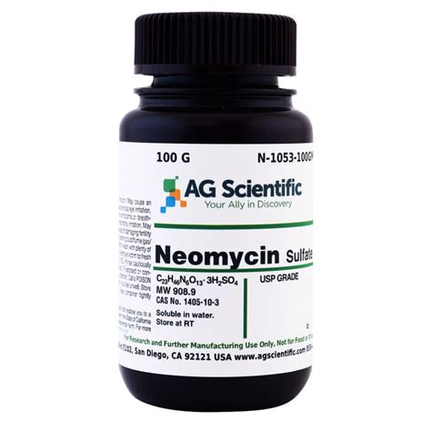 Ag Scientific Inc Neomycin Sulfate Usp 100 G Quantity Each Of 1