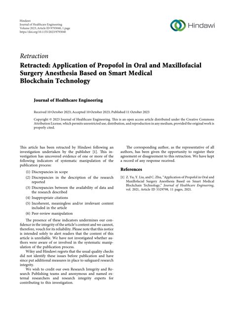 Pdf Retracted Application Of Propofol In Oral And Maxillofacial