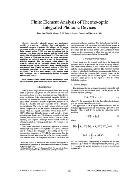 Pdf Finite Element Analysis Of Thermo Optic Integrated Photonic Devices