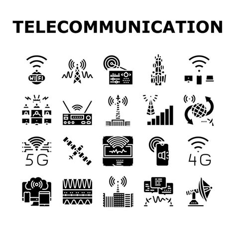 Telecommunication Technology Icons Set Vector 10401953 Vector Art At