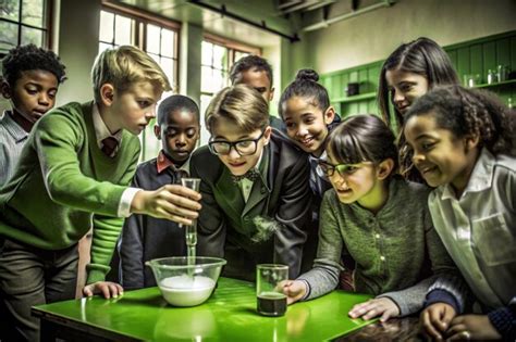 Exciting Science Experiment Scene A Lively Class Premium Ai Generated