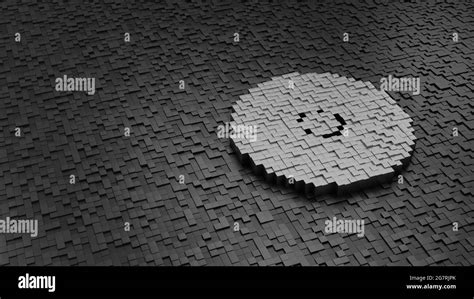 3d Rendering Metal Cubes In Shape Of Symbol Of Circle Cd Disc Light Silver Colored On Dark Cubes