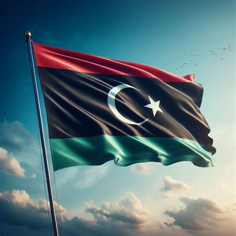 علم ليبيا يرفرف في السماء 🇱🇾🌫☀