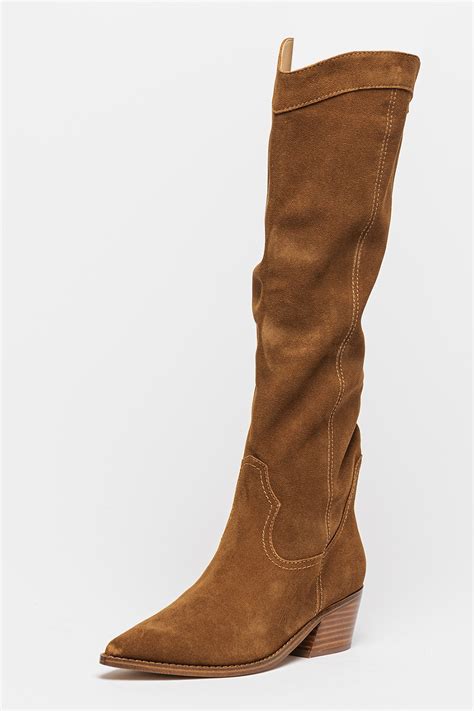 Nine West Велурени ботуши Orece с кубински ток Кафяв 6 Emag Bg