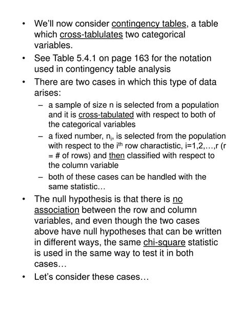 Ppt Well Now Consider Contingency Tables A Table Which Cross Tablulates Two Categorical
