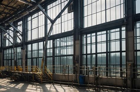 Modern Factory With Glass Walls Premium Ai Generated Image