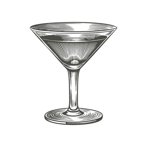 Premium Vector Martini Glass Vector Engraving Hand Drawn Illustration