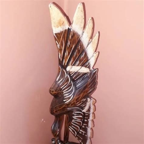 کمدا قیمت و خرید مجسمه چوبی رنگ قهوه ای سایز 60 سانت قد