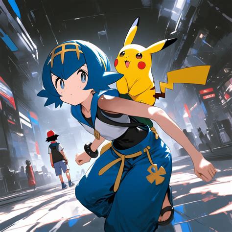 Lana Pikachu And Ash Ketchum Pokemon And More Generated By Zerobeastskaiai Aibooru