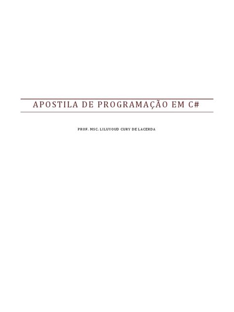 Apostila C Pdf Serviços De Informação Da Internet C Sharp Linguagem De Programação