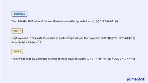SOLVED Calculate The RMS Value Of The Waveform Shown In The Figure Below V T V