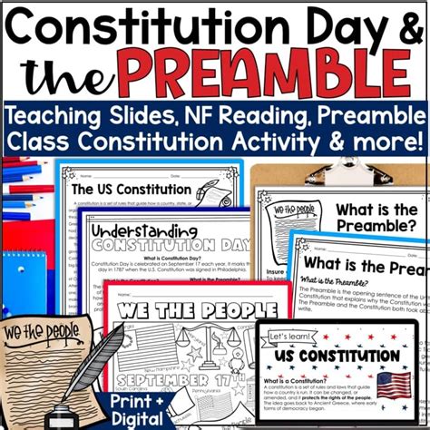 Us Constitution Day Activity The Preamble To The Constitution Reading
