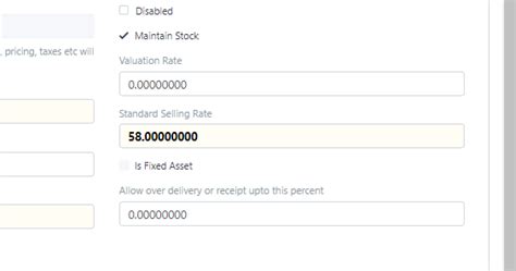 Item Standard Selling Rate Does Not Update Standard Selling Rate Within