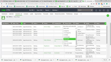 Sage Crm 2021 The Calendar List Sage Crm Hints Tips And Tricks