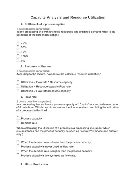 Capacity Analysis And Resource Utilization Pdf Business Nature